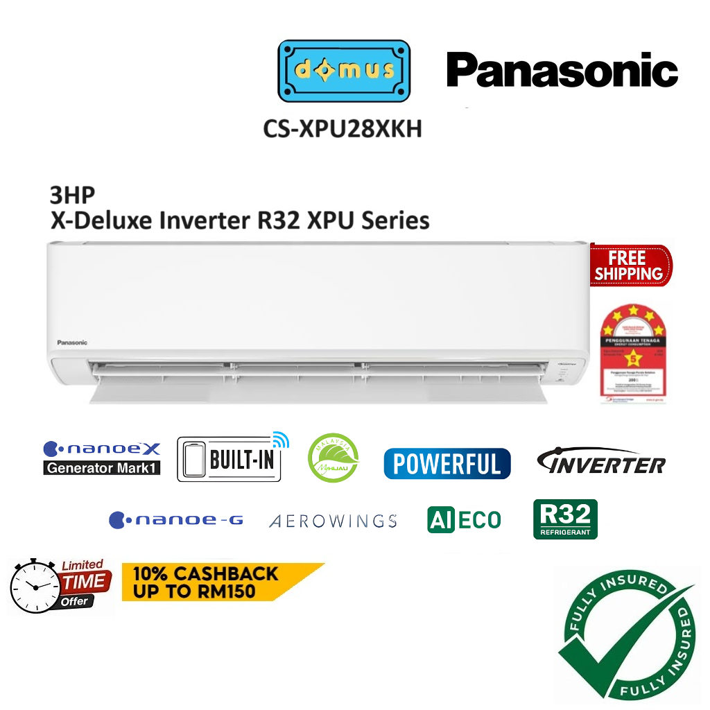 5 STAR Panasonic X-Deluxe Inverter R32 Air Conditioner 29000BTU Built ...