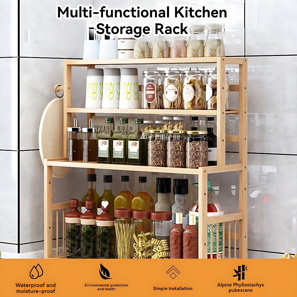 Wooden Kitchen Seasoning Rack Kitchen Spice Rack Kitchen Storage Rack ...