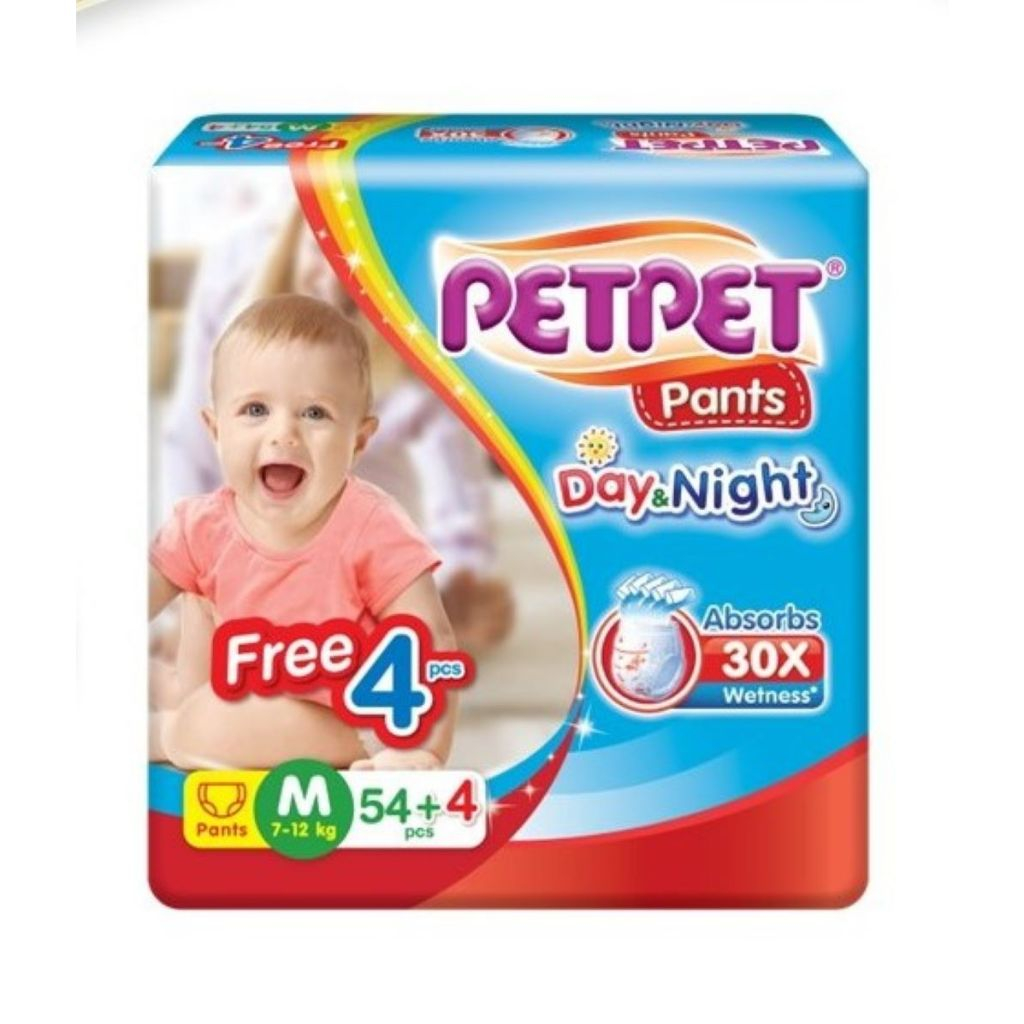PETPET Day & Night Pants Super Jumbo Pack Baby Diapers - M54+4 , L44+4 ...