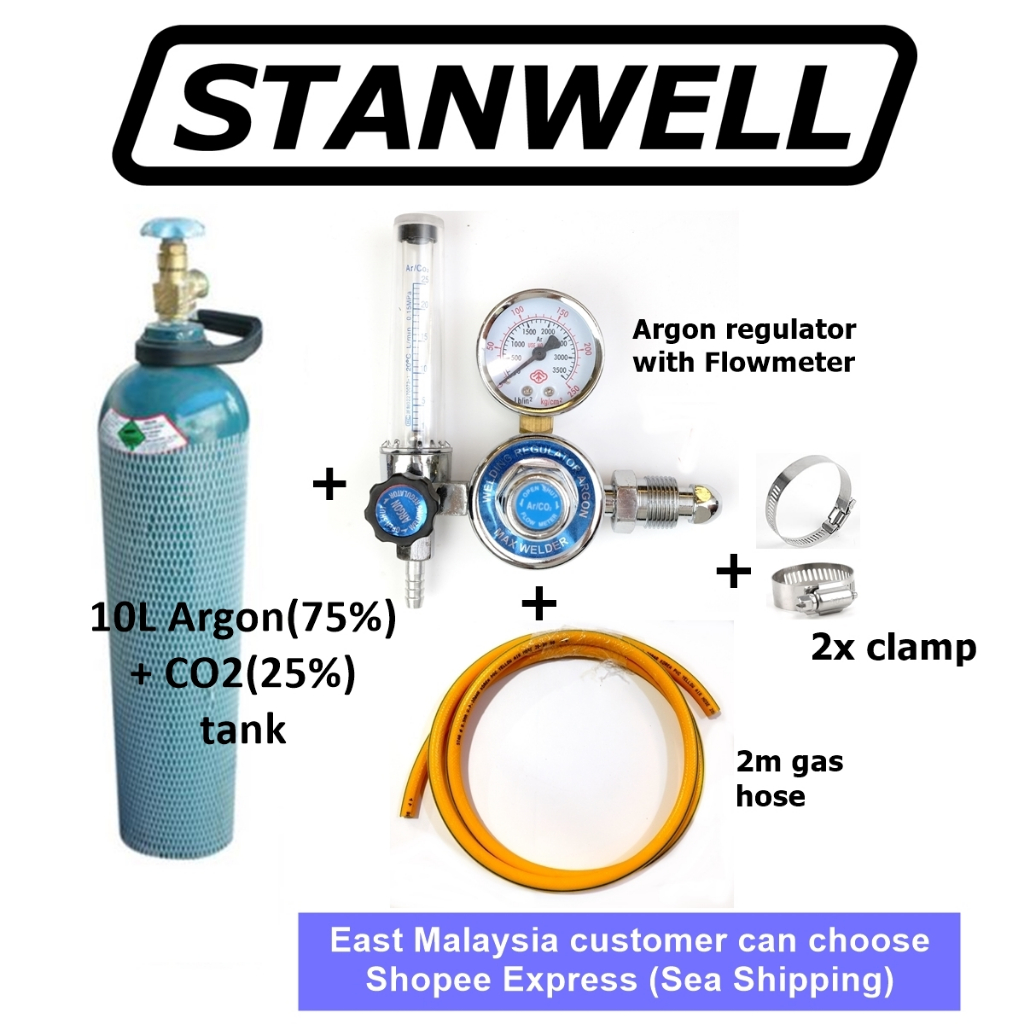 Argon and CO2 combination gas tank set with regulator and hose Argon(75 ...