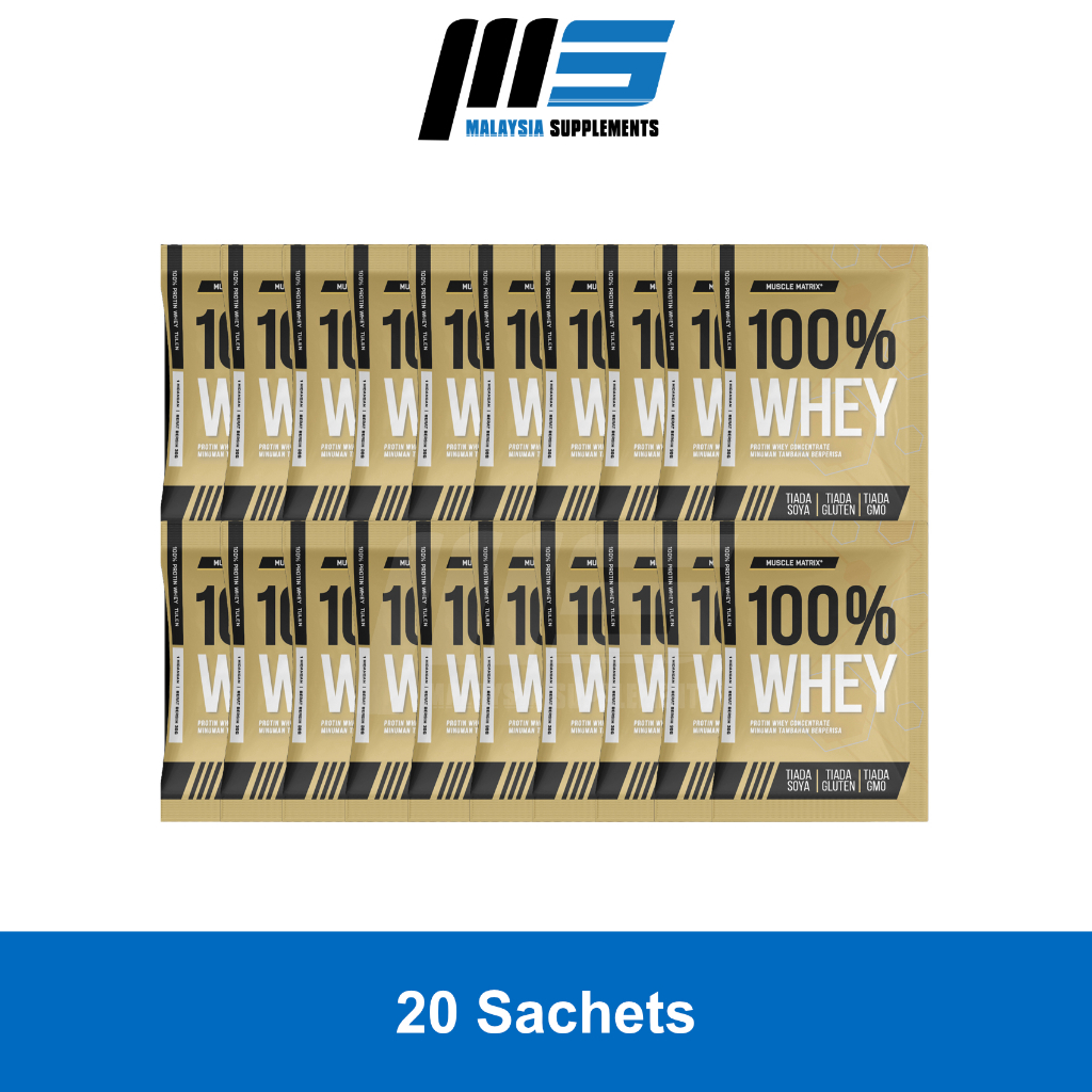Muscle Matrix 100% Whey Protein 1 Box [20 Sachets] - Build Muscle, Susu ...