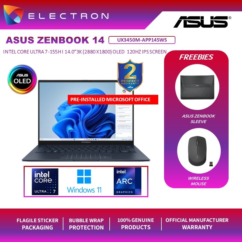 Asus Zenbook 14 OLED UX3405M-APP146WSM Ponder Blue 14" 3K ( CU7-155H ...