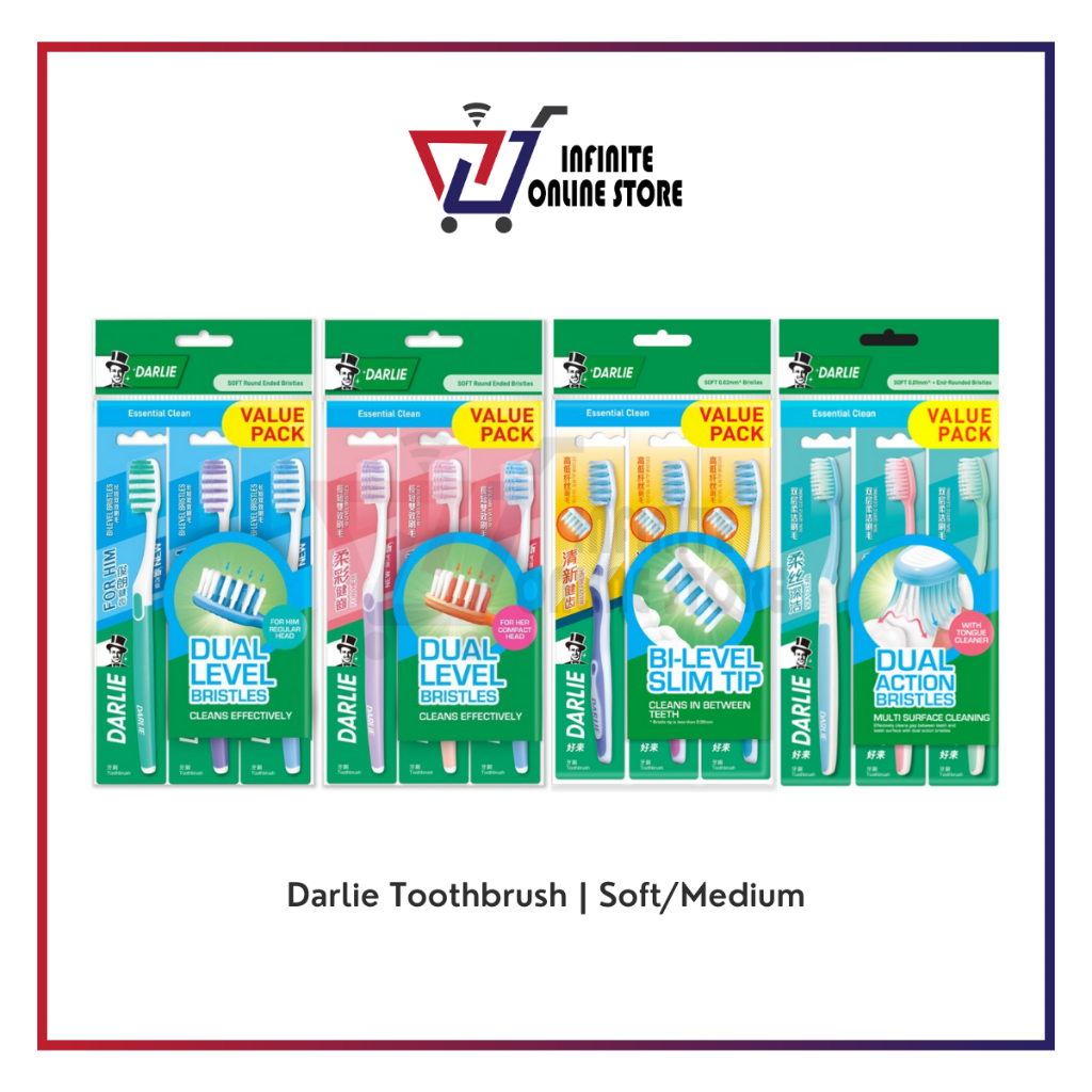 Darlie Toothbrush (3s Value Pack) (For Him / For Her / Dual Action / Bi ...