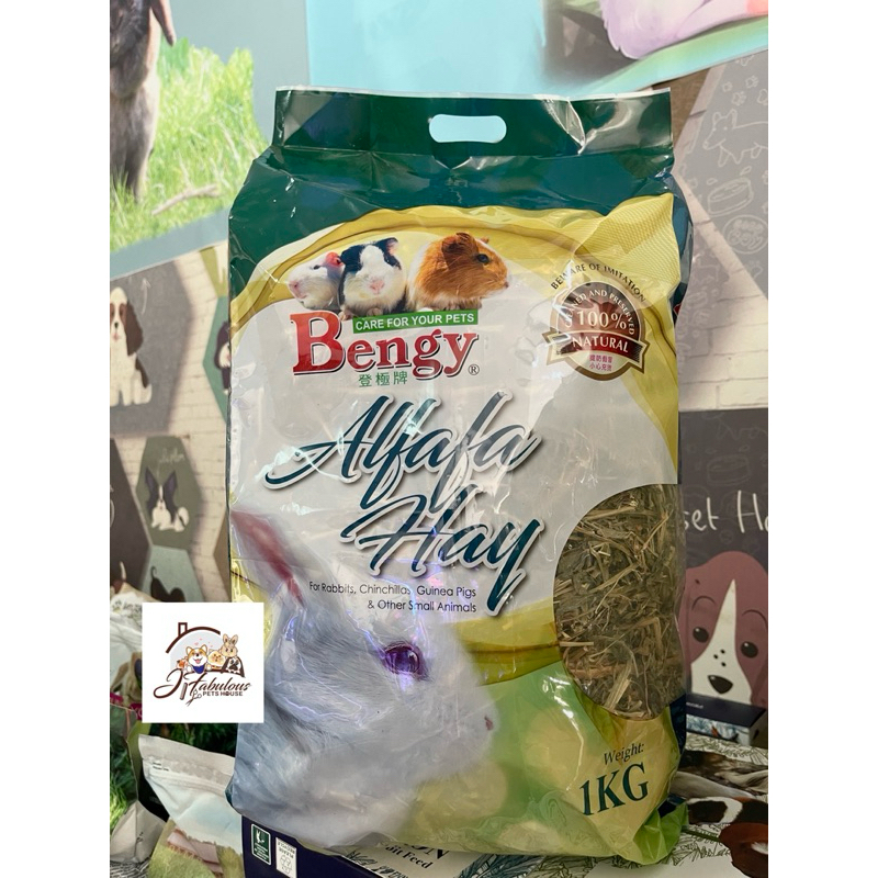 Bengy Alfalfa Hay for Rabbit Guinea Pig Chinchilla Makanan Arnab 1kg ...