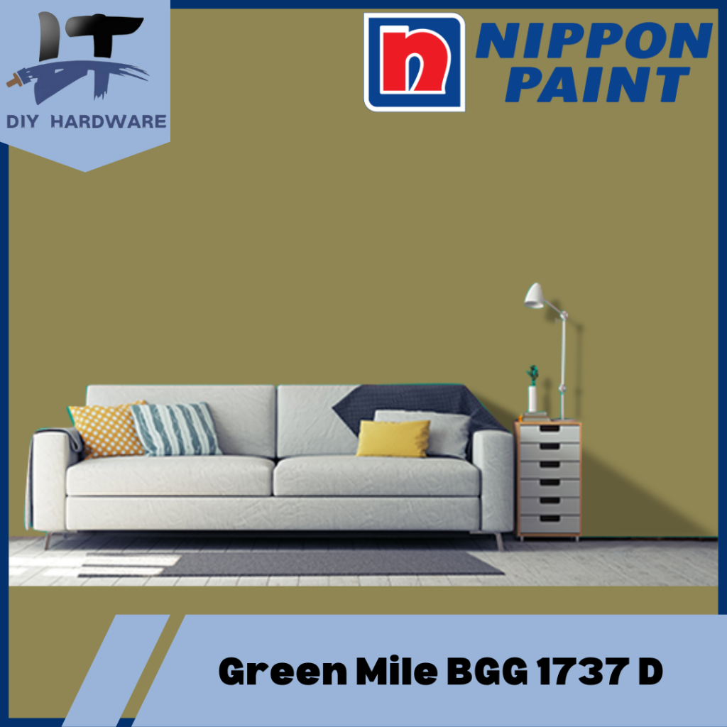 1 Liter Nippon Paint Green Mile BGG 1737 D For Interior Wall Paint ...