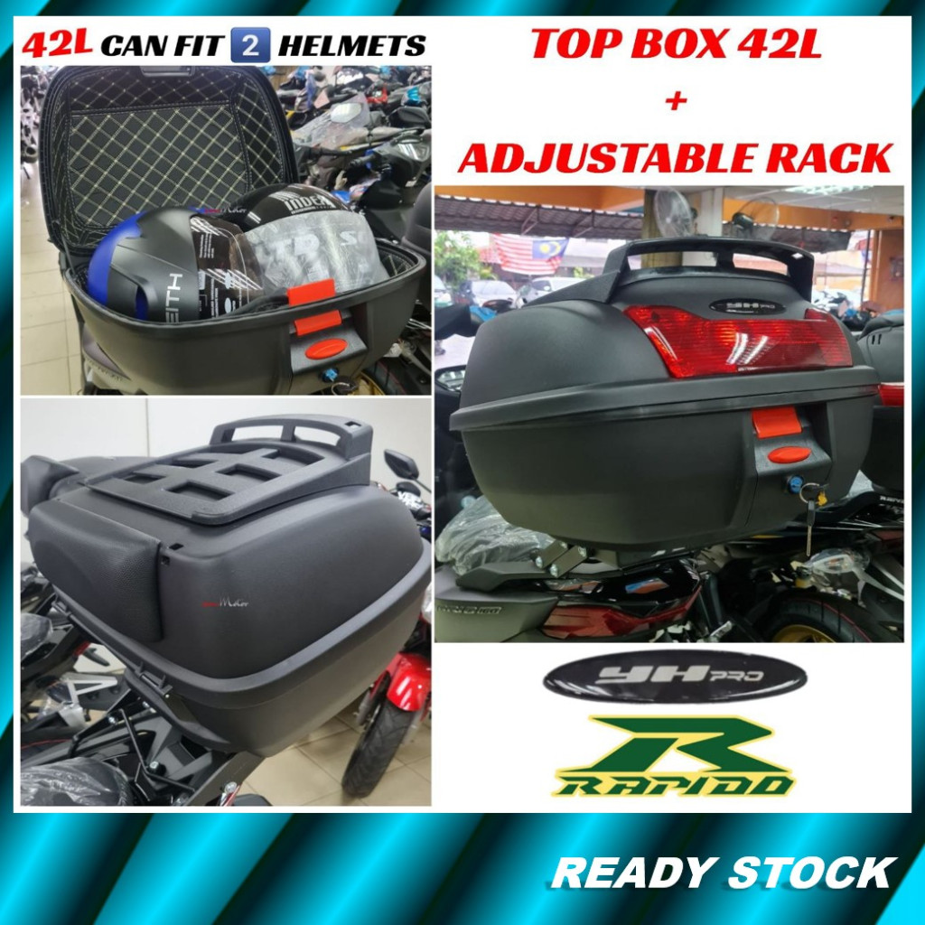 YHPRO 42L Box Motorcycle+Rapido Adjustable Besi Rack YAMAHA 135LC V1-V8 ...