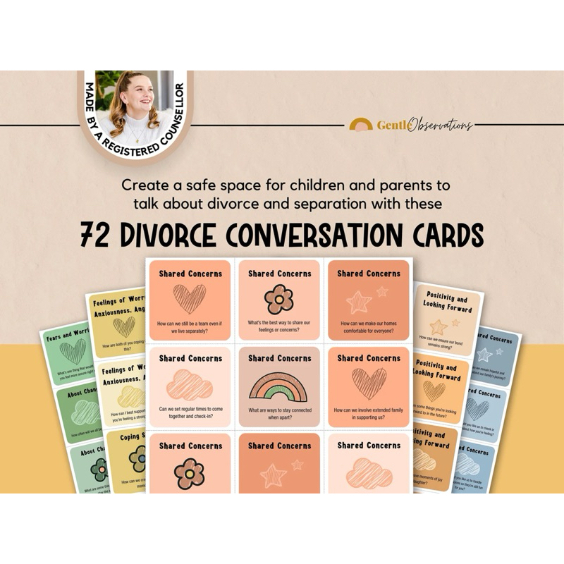 Divorce Conversation Cards for Kids and Parents, Emotional Regulation ...