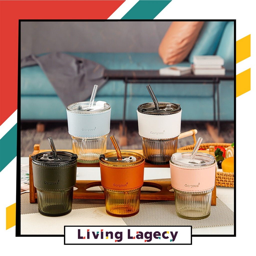 LIVING LAGECY Cawan Air Kreatif Cawan Buluh Berjalur Baharu Cawan Kaca ...