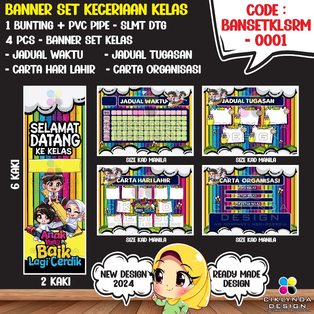 PRE-ORDER - BANNER SET KECERIAAN KELAS / BANNER SET KELAS (READY MADE DESIGN - NO EDIT ...