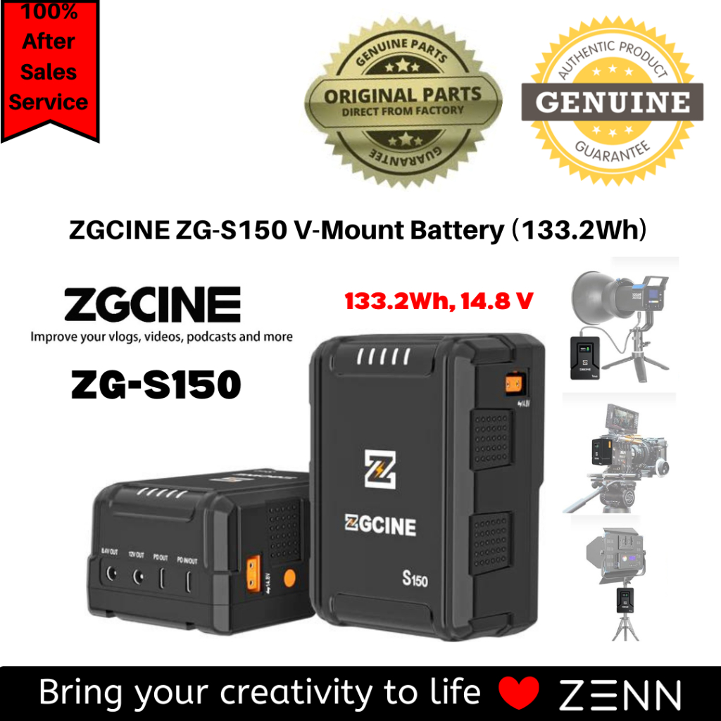 ZGCINE ZG-S150 V-Mount Battery Applicable to DSLR Camera/Smartphone ...