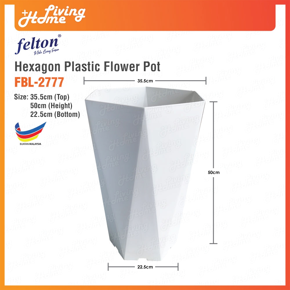 Hexagon High Plastic Nursery Flower Pot Width 35.5 (Pasu Bunga Pokok ...