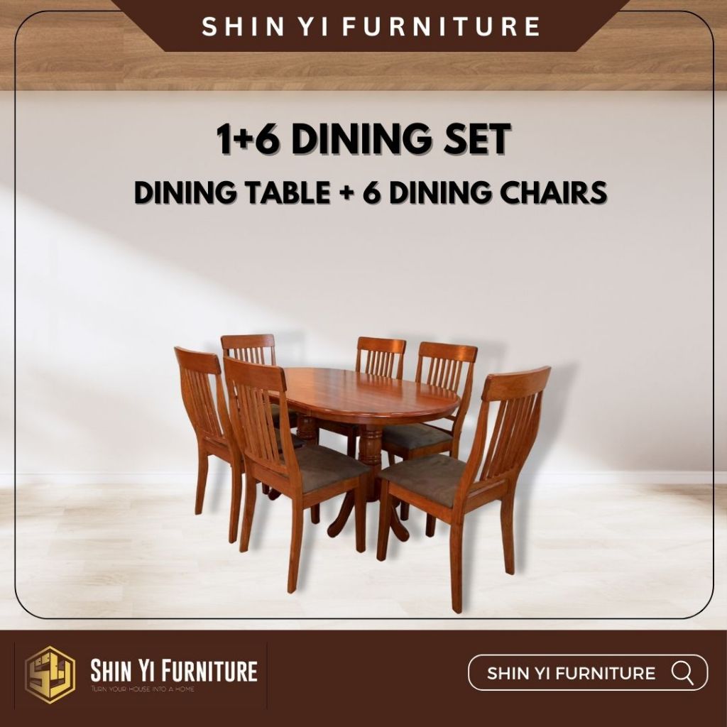 [SARAWAK] Dining Set 1+6/Meja Makan 6 Orang/Dining Tables+Dining Chairs ...
