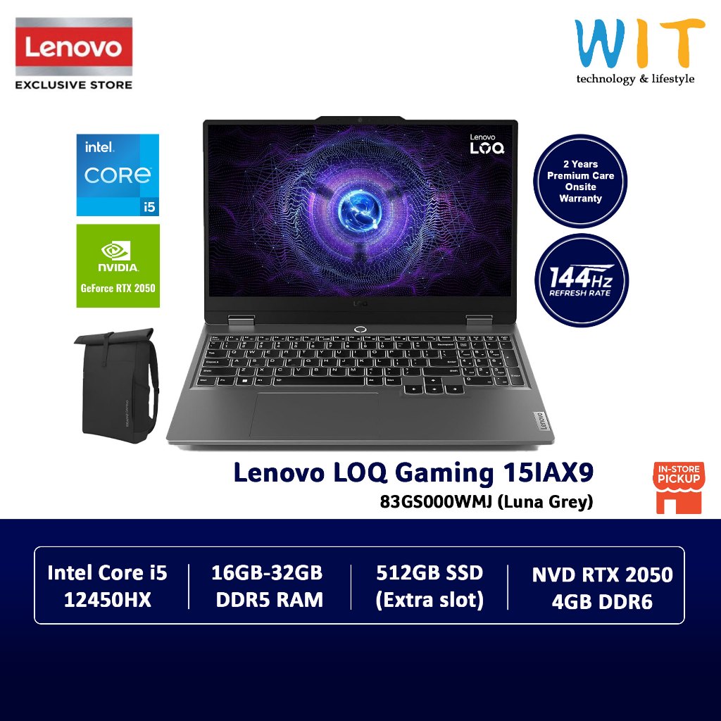 Lenovo LOQ 15IAX9 83GS000WMJ Gaming Laptop (Intel Core i5-12450HX/16GB ...