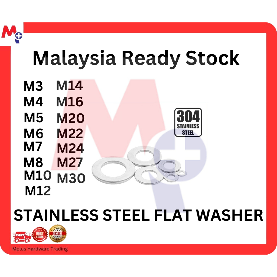 Flat Washer M2 M2.5 M3 M4 M5 M6 M8 M10 M12 M14 M16 M18 M20 M22 M24 M27 304 Stainless Steel ...