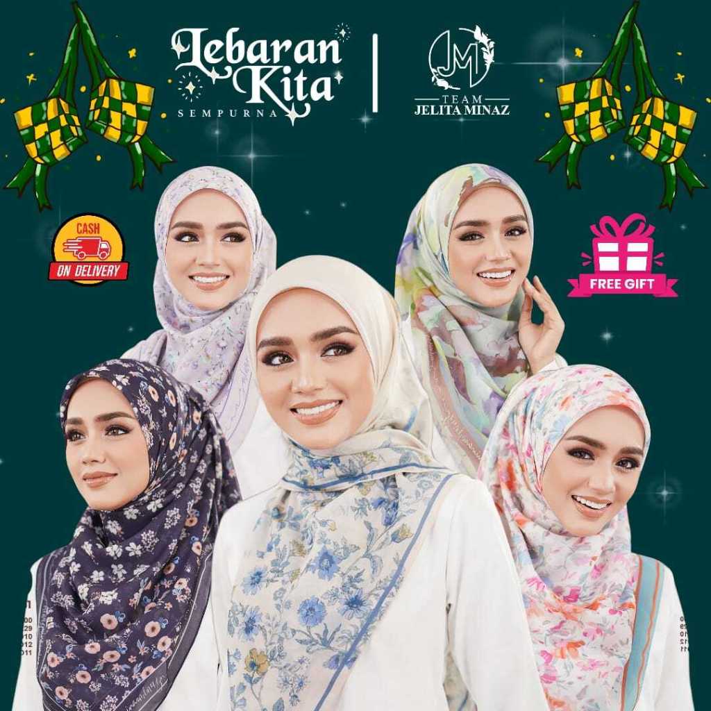 Minaz Hijab Raya 2024 Bidang 45 / Blooming cotton voile | Shopee Malaysia