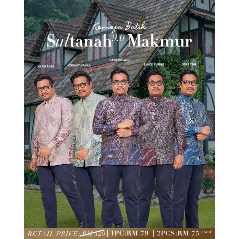 KURUNG SULTANAH & KEMEJA SULTAN BATIK MAKMUR COUPLE SET MATERIAL SATIN ...