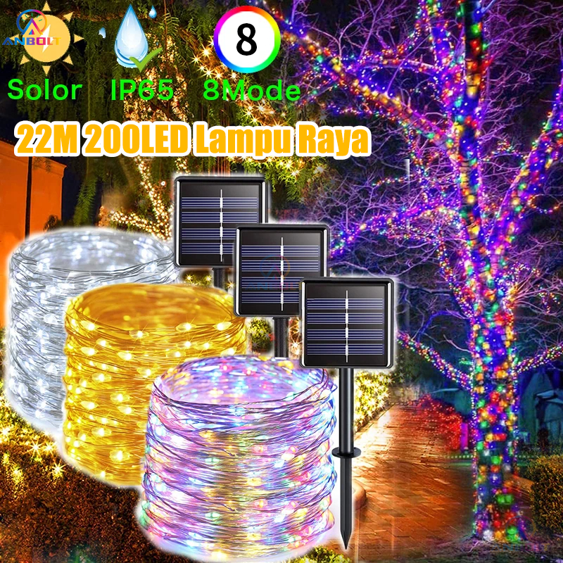 Lampu Hiasan 22M Lampu Raya Solar Lights LED Fairy String Lights ...