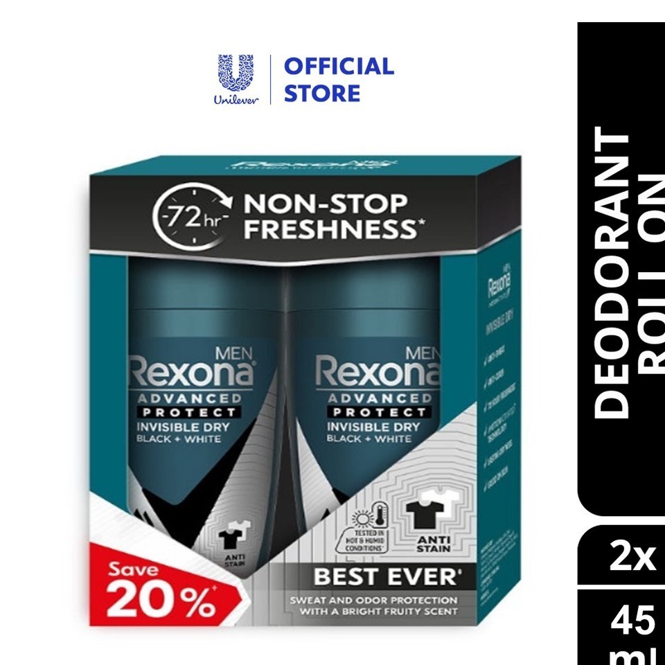 Rexona Men Deodorant Roll On - Invisible Dry (45ml x 2) | Shopee Malaysia
