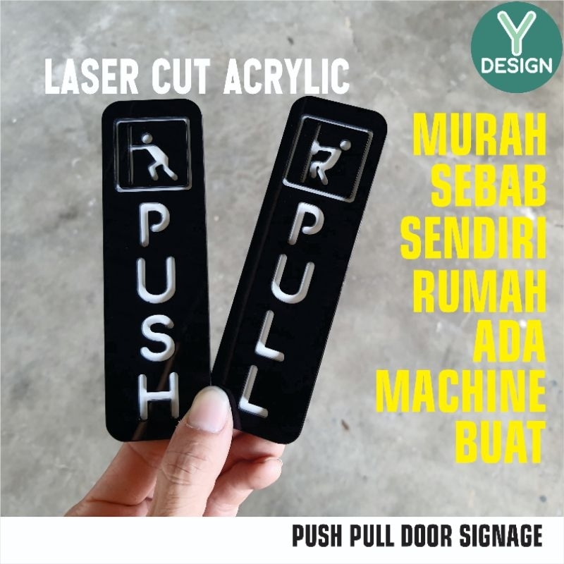 push pull door signage laser cut acrylic customise murah | Shopee Malaysia