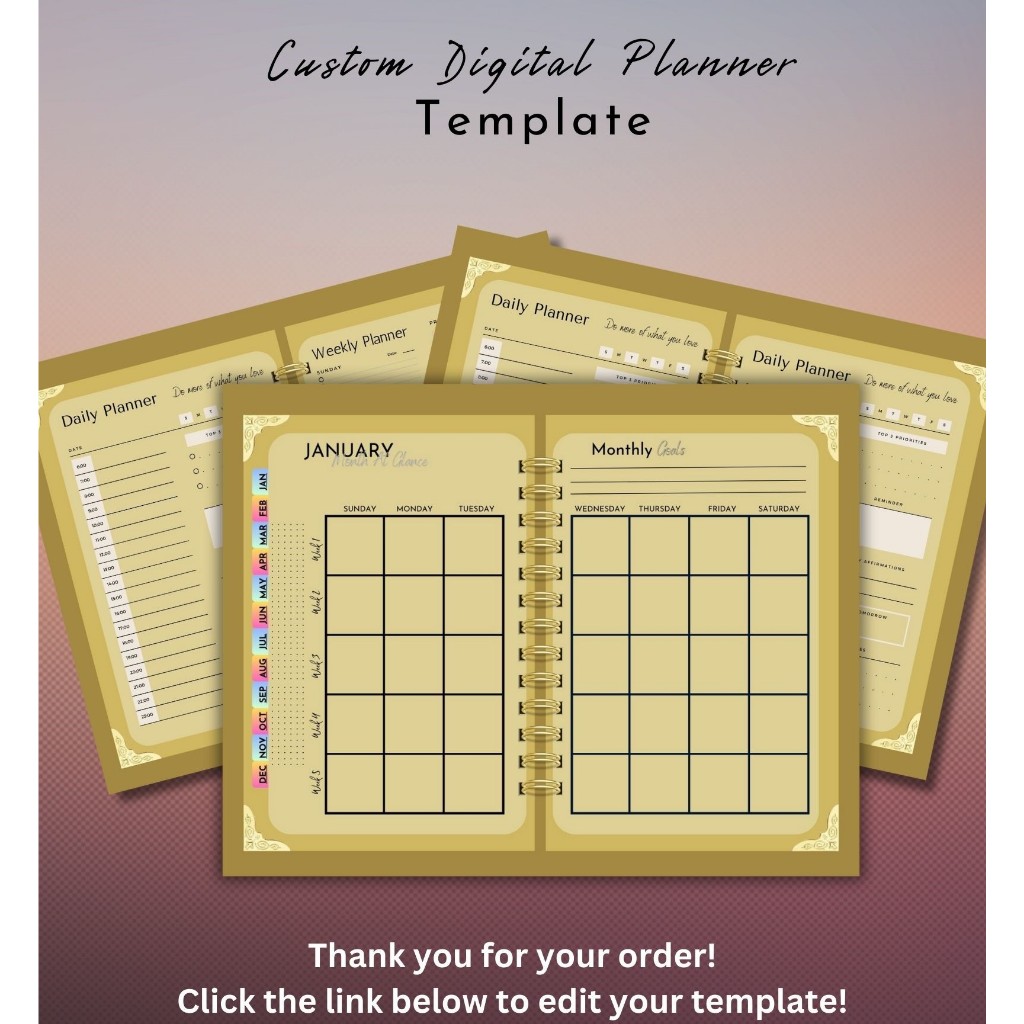 Full Editable 11x8.5in - Custom Digital Planner Template | Printable ...