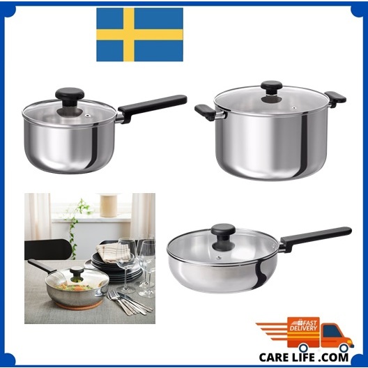 IKEA Set memasak 7unit/Periuk + Penutup/Pot with lid/stainless steel ...