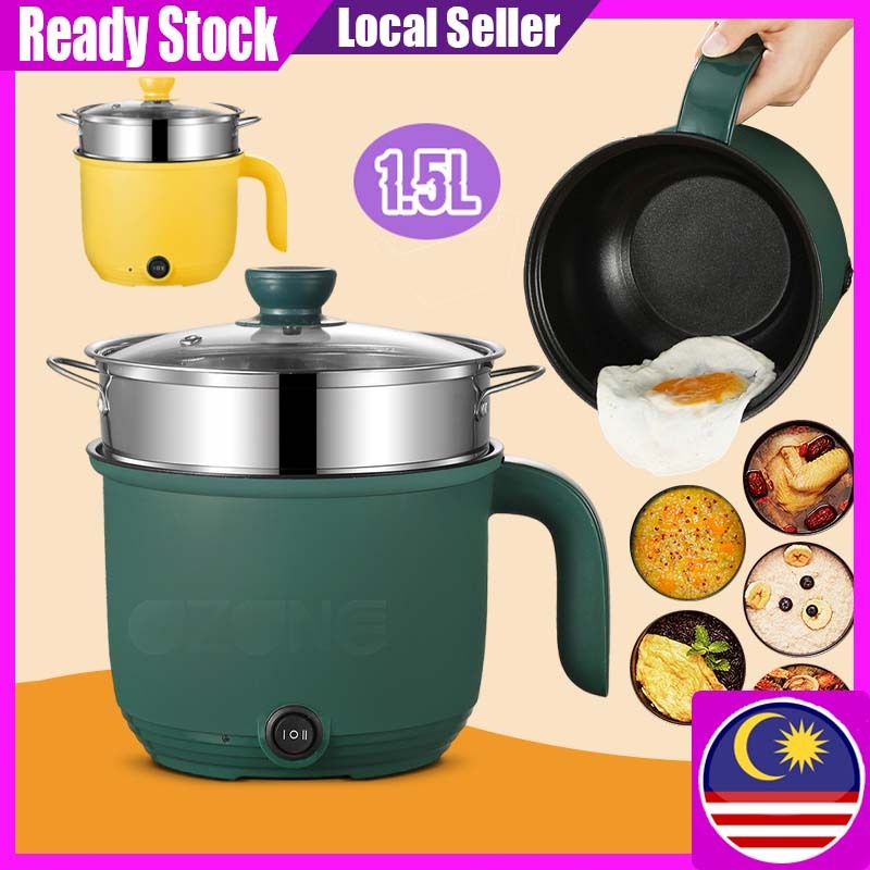 2 Layer Mini Electric Cooker 1.5L Multifunction Electric Frying Pot ...