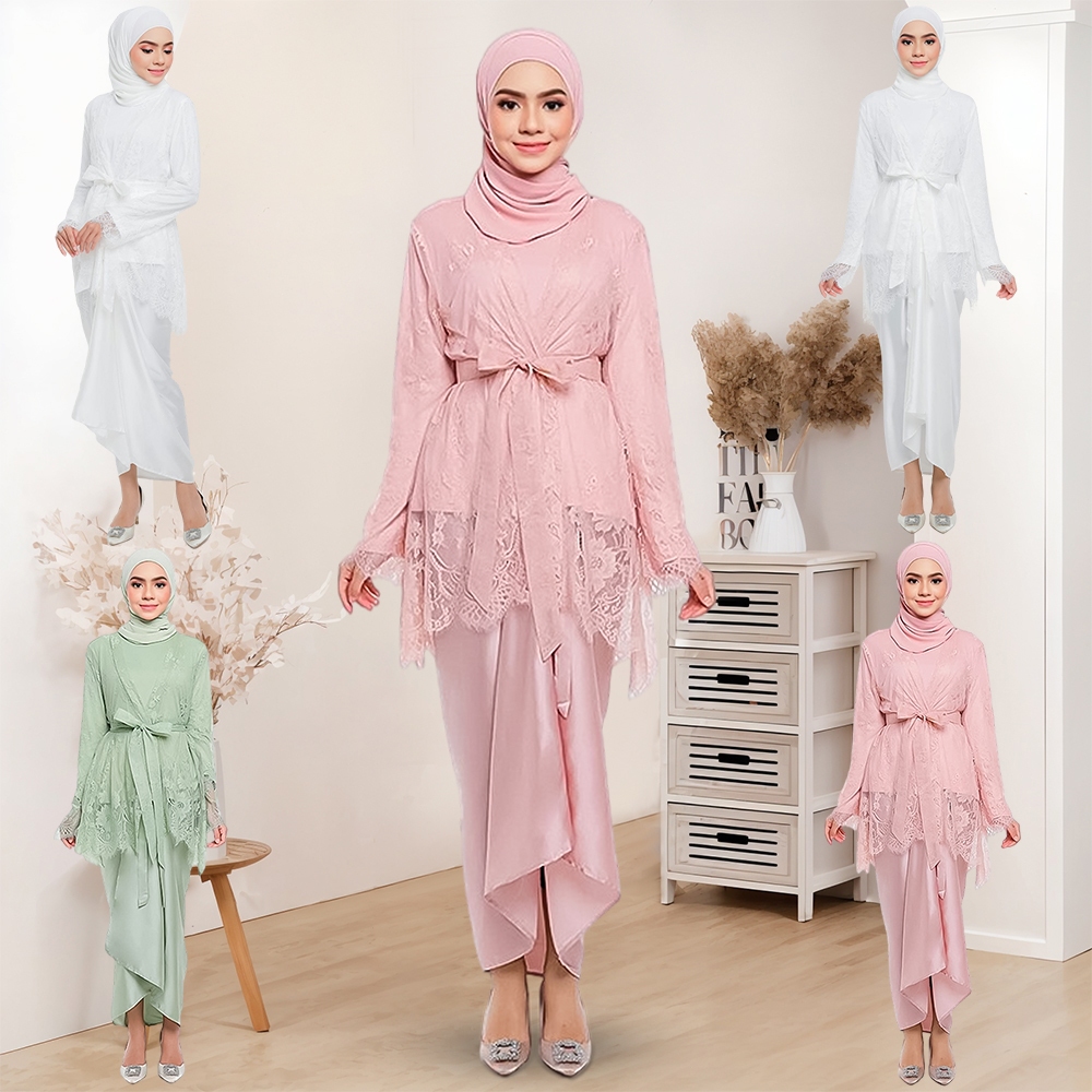 Kurung Moden Lace baju kebaya plus size Embroidery Raya Baju Tunang ...