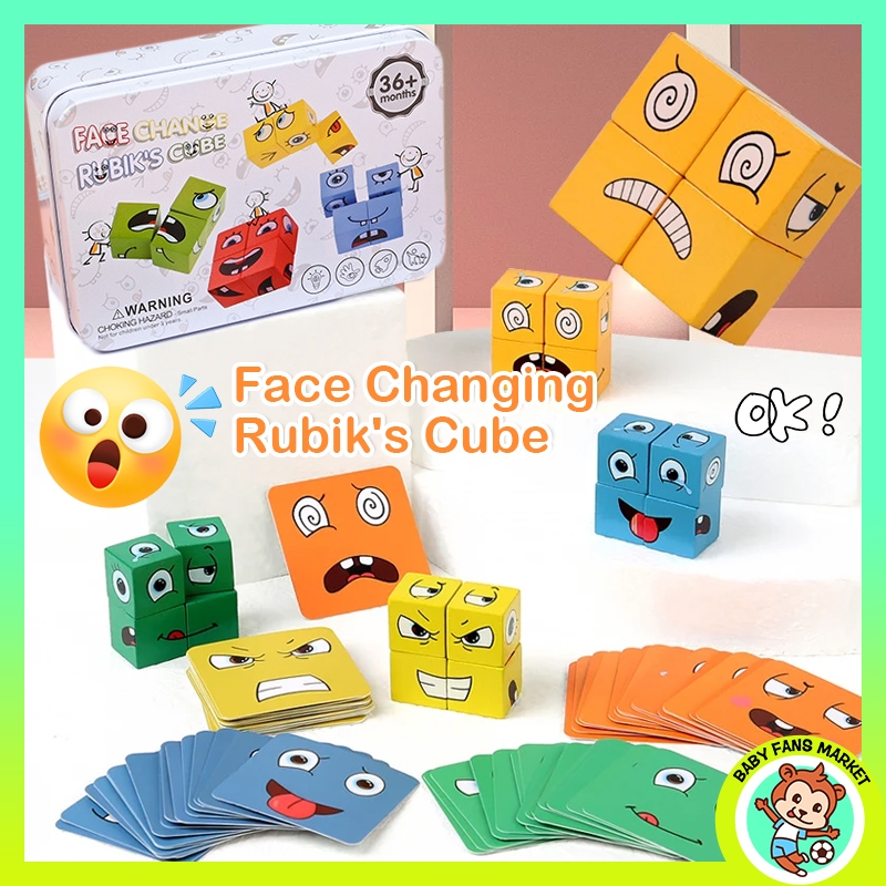 Face Change Rubik Cube Building Block Expression Puzzle Toys Family ...