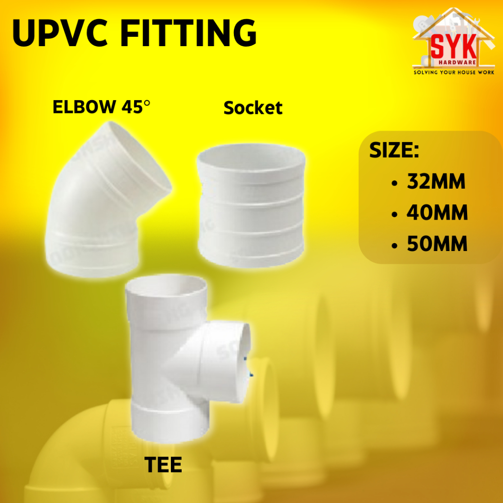 SYK UPVC Elbow Socket Tee Poly Fitting Poly Pipe Joint Connector Part ...