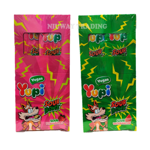 36 Pcs Yupi Sour Bonz Strawberry / Watermelon Sour Belt Sour Ties Sour ...