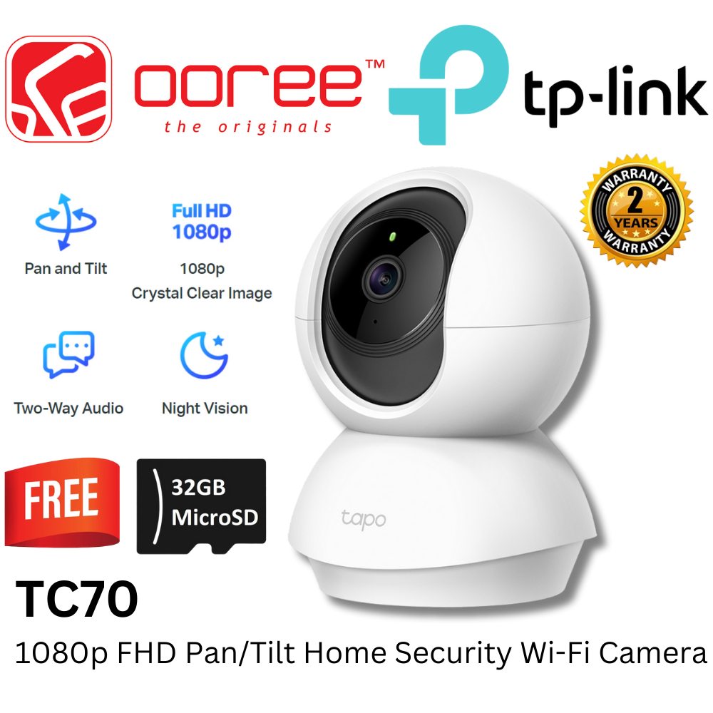 TP-LINK TC70 (FULL HD 1080P) / TC71 (2K 3MP) PAN/TILT HOME SECURITY WI ...