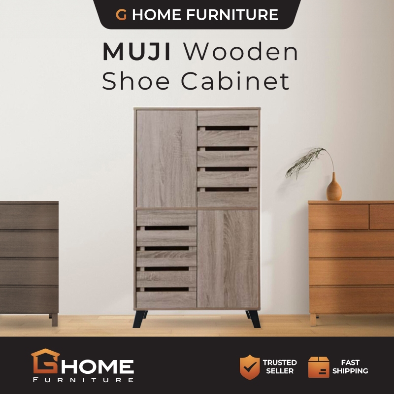🔥OFFER🔥G HOME Muji Wooden Shoe Cabinet Kabinet Kasut Rak Kasut Shoe ...