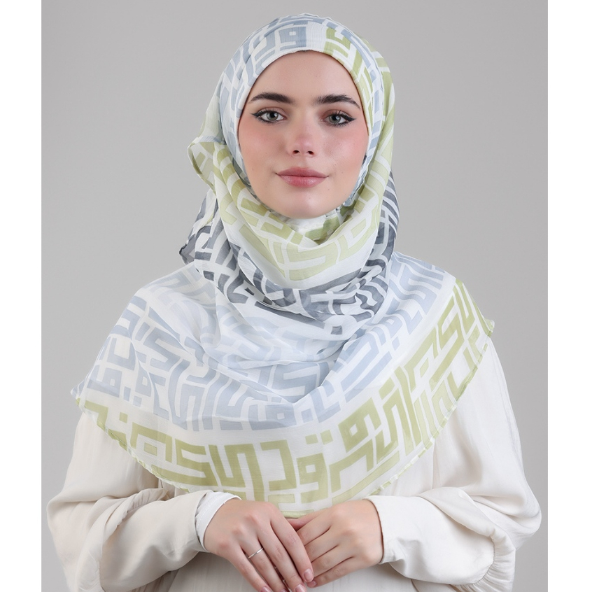 BOKITTA Monogram Lime-Printed Plus Crinkled Chiffon(Monogram Collection ...