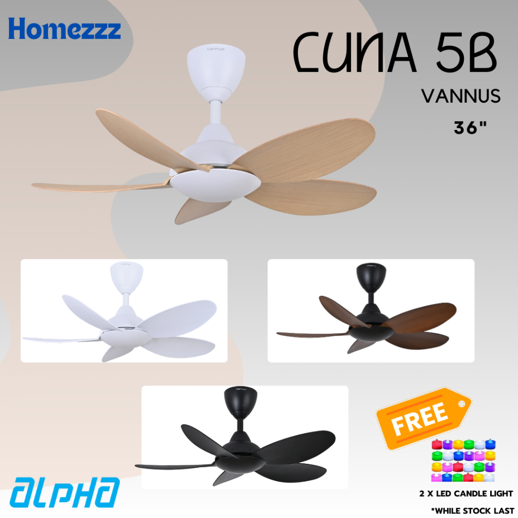 ALPHA Vannus - LUNA 5B 36 Inch DC Motor Ceiling Fan with 5 Blades (6 ...