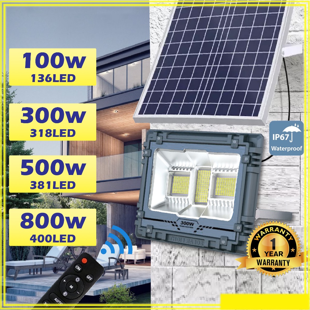 SOLAR LED FLOOD LIGHT IP67 100W/300W/500W/800W SPOTLIGHT WATERPROOF ...