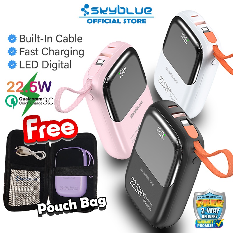 Skyblue Powerbank 10000mAh PD 22.5W Fast Charging Power Bank Mini Cute ...