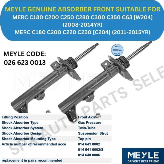 MEYLE GENUINE ABSORBER FRONT FOR MERC C180 C200 C220 C250 C280 C300 ...