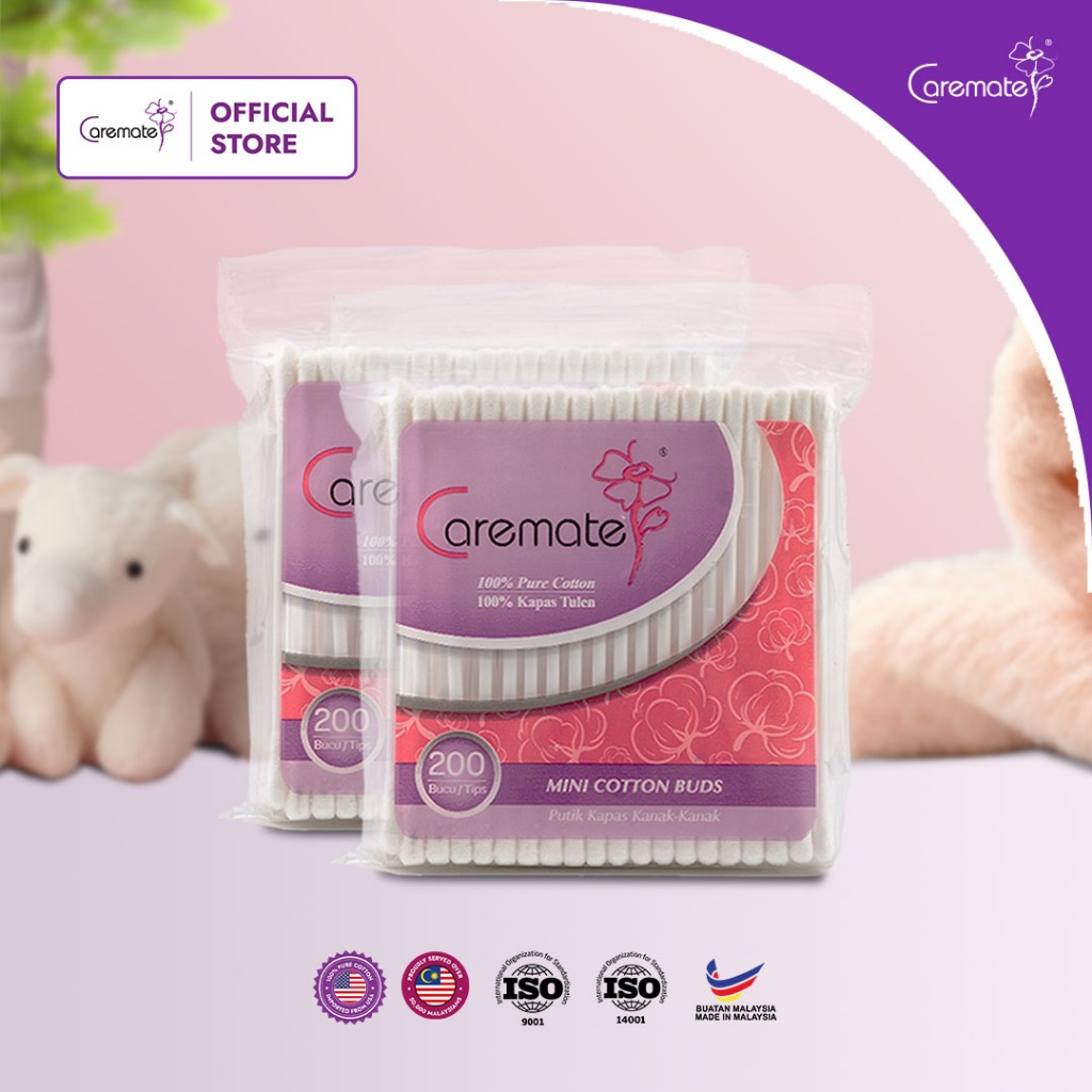 Caremate Mini Cotton Buds 200 Tips in Ziplock Bag | (MINI PACK) Travel-Friendly Putik Kapas Mini ...