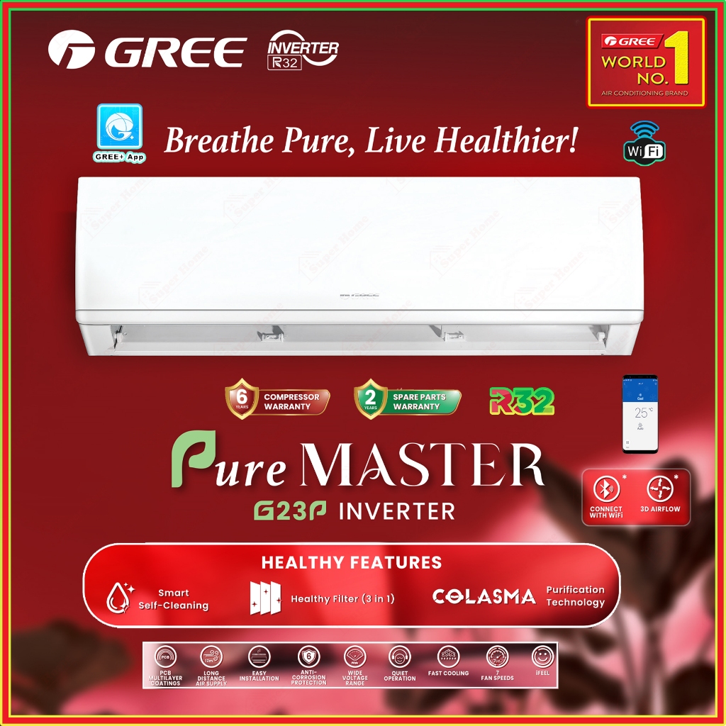 Gree Premium Inverter Air Conditioner 1.0hp - 2.5hp Pure Mastes ...