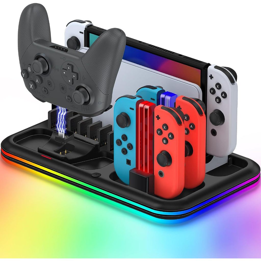 RGB Multifunction Charging Dock Switch For V2/Oled Joycon/Procon ...