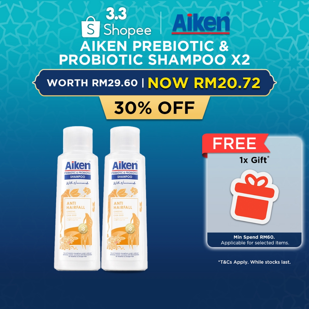 Aiken Anti Hairfall Shampoo 350g x2 | Prebiotic | Probiotic ...