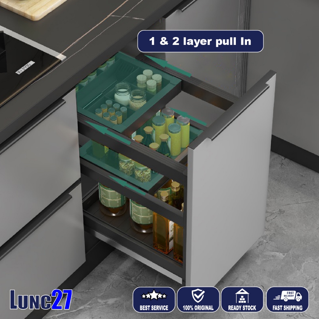 Aluminium kitchen cabinet pull out basket drawer soft close pull out ...