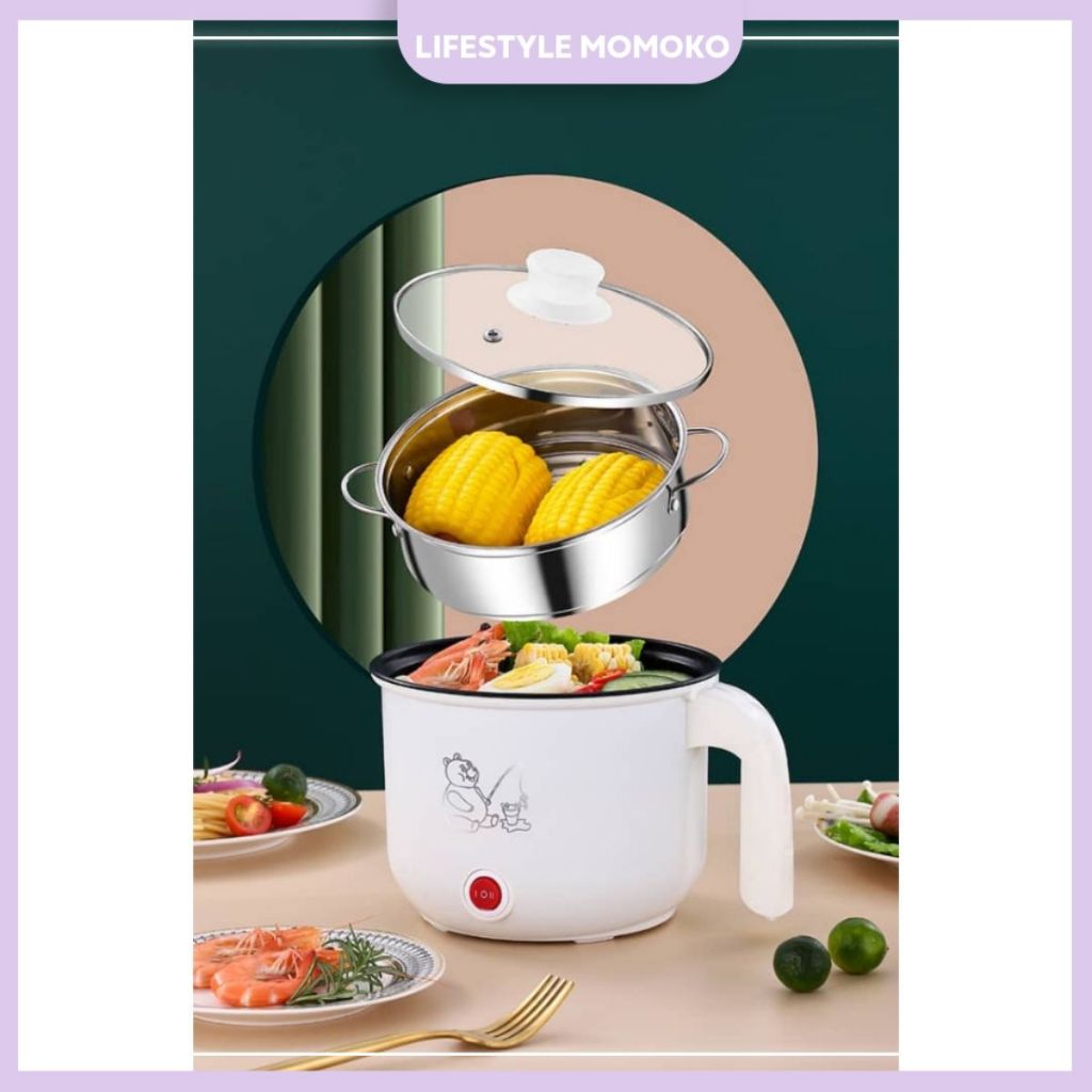 1.8L Non Stick Electric Pot /Mini Rice Cooker With Steamer Frying Pan Electric Cooker Cooking ...