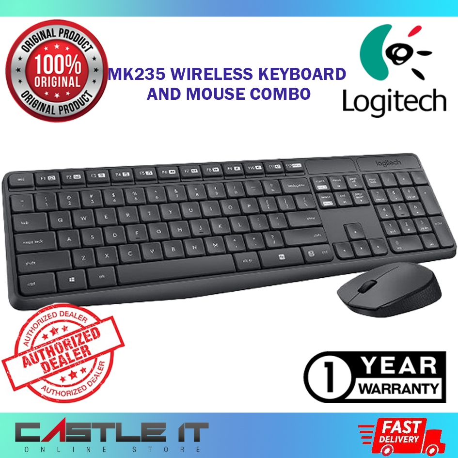 Logitech MK235 Wireless Keyboard and Mouse Combo Long Battery Life Full ...
