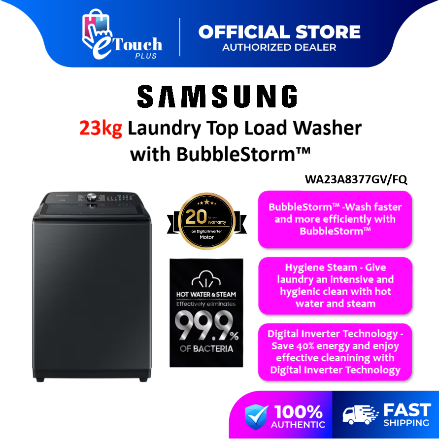 Samsung 23kg Laundry Top Load Washer with BubbleStorm™ (WA23A8377GV/FQ ...