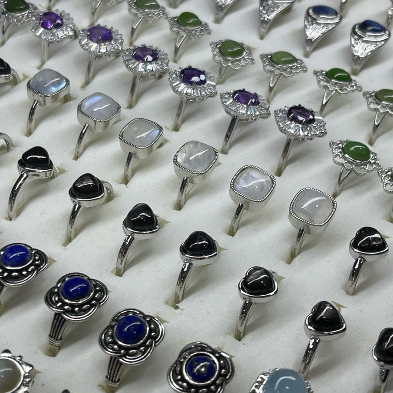 Natural Grade AA S925 Silver Plated Crystal Adjustable Ring | Shopee Malaysia