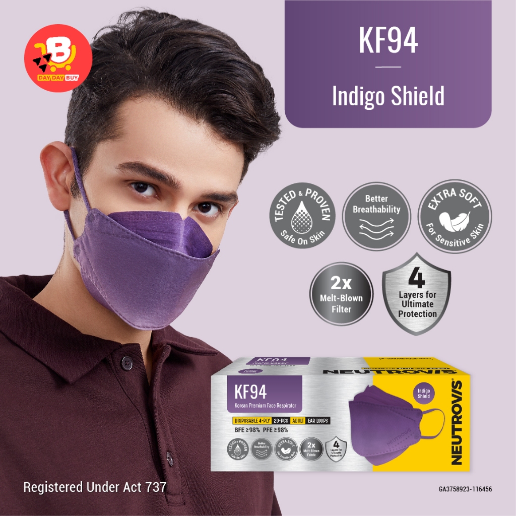 Neutrovis KF94 Korean Premium Face Respirator 20s - Indigo Shield | Shopee Malaysia