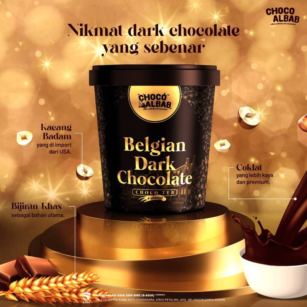 Choco Albab Milk Chocolate Choco Tub (250g) ~ Belgian Dark Chocolate ...