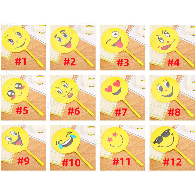 12 Design 2 in 1 Emoji Smiley Face Fan Pen Kids School Stationery ...