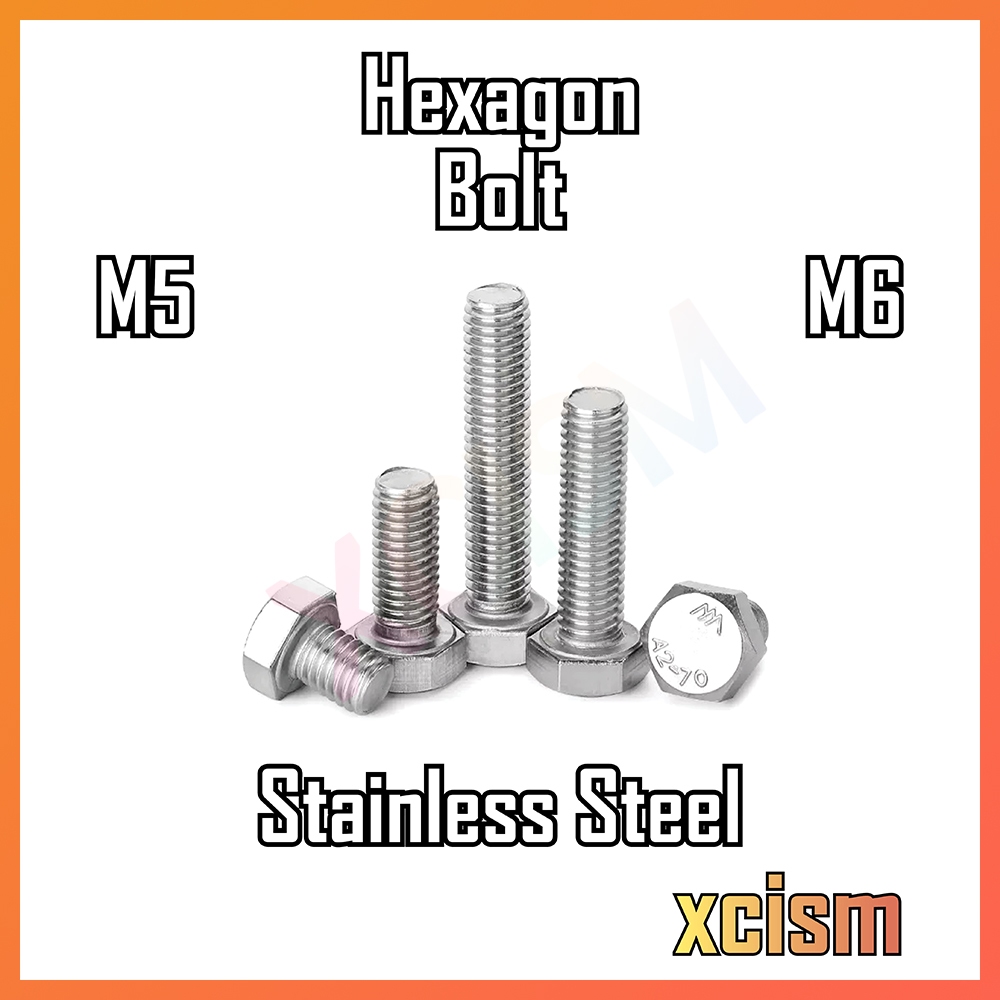 [M5 M6] Hex Bolt Hexagon Screw Skru Spanar Spana Spanner Saiz Size 8 10 ...